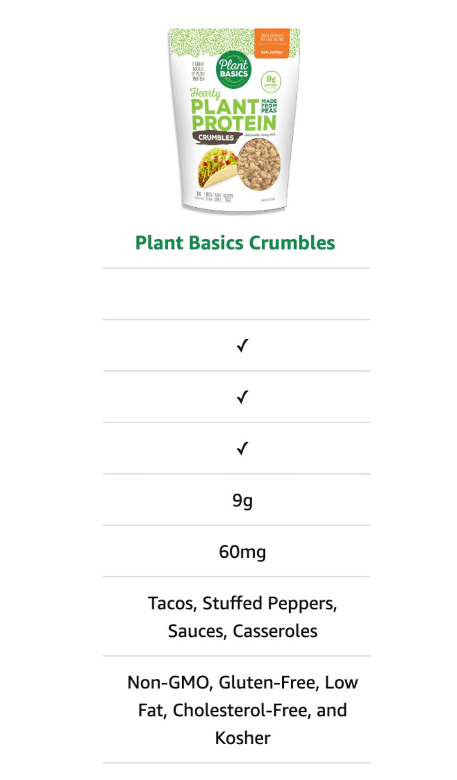 Hearty Plant Protein - Unflavored Crumbles, 8 oz. bag – Plant Basics